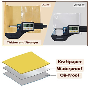 Heavy Duty Large Kraft Paper Bread Bags with Tin Tie Tab Lock 50pcs, Loaf Bag with Clear Front Window, Storage Packaging Treat Bag for Bakery Cafe Homemade Bread 10.6” × 4.3” × 8.7”