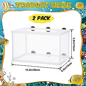 2 Pieces Fish Tank Breeder Net Big Breeding Fish Netting Fish Hatchery Breeder Box Separation Net Plastic Frame Breeder Box Fry Hatchery Incubator Mesh Fish Breeding Box with Suction Cup for Aquarium