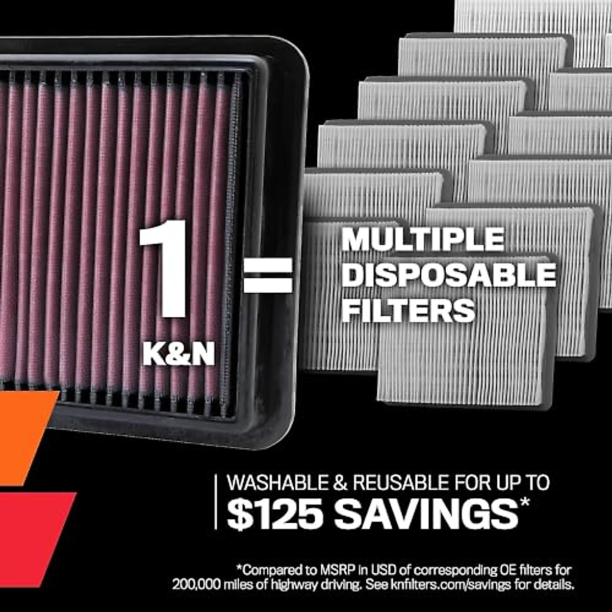 K&N Engine Air Filter: Increase Power & Towing, Washable, Premium, Replacement Air Filter: Compatible 1995-2017 Ford Super Duty V8/V10 (E150, E250, E350, E450, Mustang and other vehicle models) E-0945