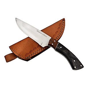 Uniqueya Artifacts Fixed Blade Outdoor Knife with Stainless Steel Blade, 4.5-Inches Handmade Full Tang bushcraft Knife Ideal For Outdoor Activities, Silver, Black, Brown, 1.5x9