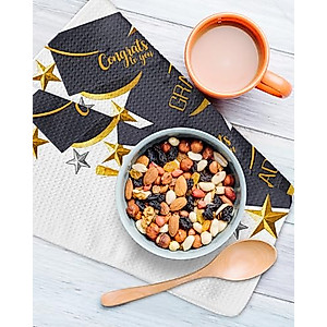 Hokiten Graduation Waffle Kitchen Towels Dishcloths, Yellow White Star Absorbent Dish Towels | Hand Towels for Bathroom/Bar, 12 x 12 Inch, 2 Pcs