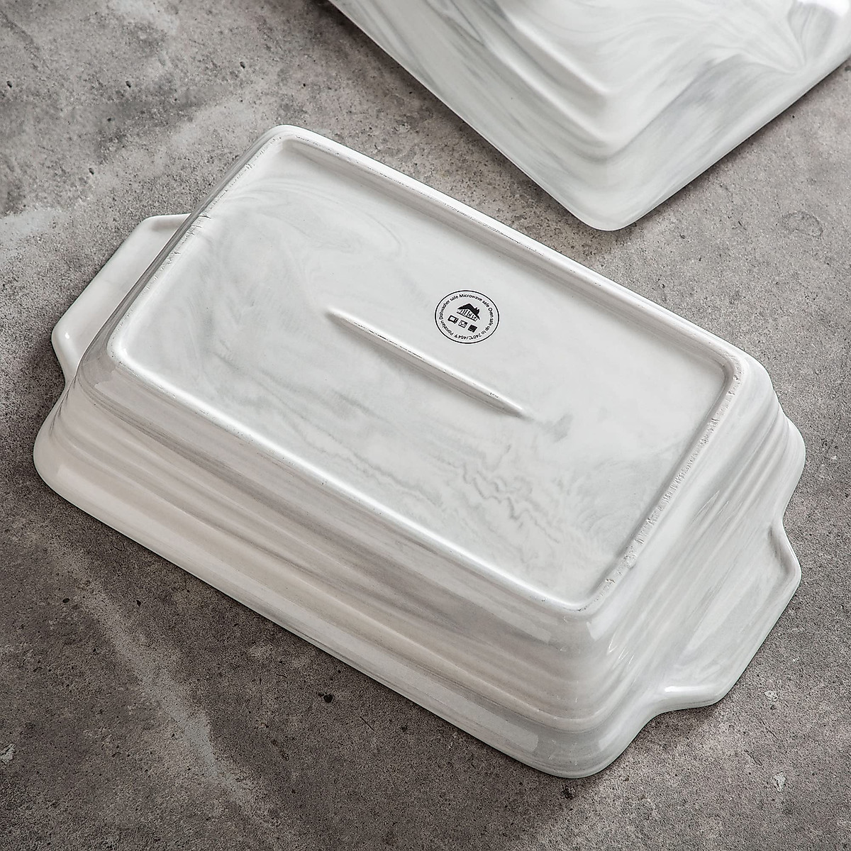 MALACASA Large Casserole Dish with Lid, 4.4 Quart Ceramic Baking Dish for Oven, 13 x 9 Lasagna Pan Deep with Lid, Microwave, Dishwasher Safe, Series BAKE-GREY