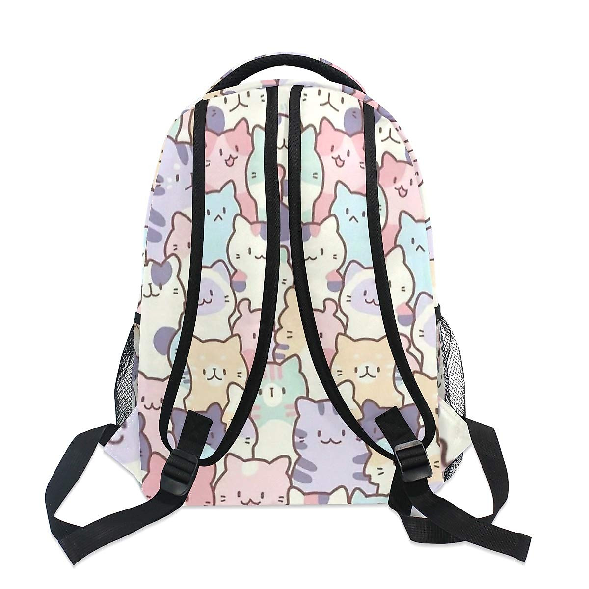Colorful Cats Bookbag Cute Animal Pattern Schoolbag Business Laptop Roomy Backpack Bookbag for Hiking Traveling Camping