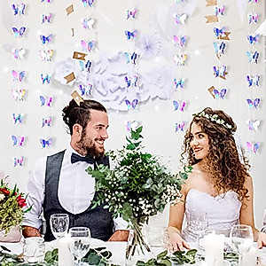 3D Butterfly Hanging Garlands Butterfly Laser Paper Party Streamers Decoration for Wedding Home Party Birthday Decorations Butterfly Baby Shower Decorations (4 Pieces)