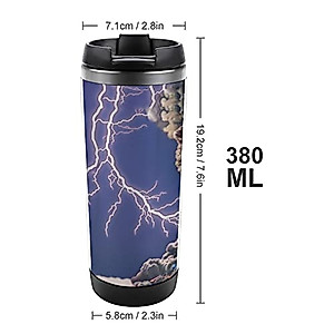 Thunderbolt Cat Travel Coffee Mugs with Lid Insulated Cups Stainless Steel Double Wall Water Bottle