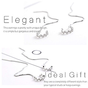 Sterling Silver Earrings Cubic Zirconia Earrings Hypoallergenic Earrings Tassel Earrings Threader Earrings Wave Ear Cuff Silver-Tone Earrings for Women Sensitive Ear Elegant Gift
