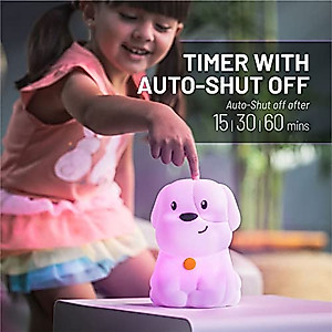 Lumipets Night Light for Kids, Silicone Nursery Light for Baby Room and Toddler, Portable Night Light for Kids Room, Rechargeable Animal Lights for Girls and Boys, Kawaii Lamp (Puppy)