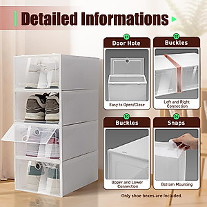 LIYUANJUN Stackable Shoe Box, 20Pcs Shoe Storage Box Shoe Sneaker Organizer DIY Shoe Stand Containers for Women Men Putting Slippers Boots in Living Room Hallway Transparent