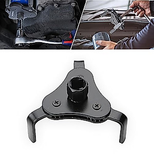 Crynod Pack-1 Car 3 Jaw Wrench, Steel Oil Filter Removal Tool, Automotive Maintenance Tools, 2"-4.2" Adjustable Wrench, Universal for Most Cars, Motorcycles (Black)