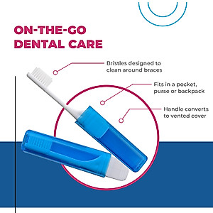 Tess Oral Health Orthodontic Travel Toothbrush 12 Count - Convenient Pack for On-the-Go Dental Care Includes 1 Dozen Orthodontic Travel Toothbrushes - Ideal for Oral Hygiene for Braces and Orthodontia