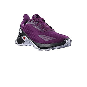 Salomon Kids ALPHACROSS Blast CLIMASALOMON Waterproof Trail Running Shoes, Plum Caspia/Black/Purple Heather, 2 US Unisex Little