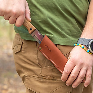 BPS Knives Belt Knife Sheath - Leather Sheath for Fixed Blade Knife - Outdoor, Hunting, Bushcraft, Camping Fixed Blade Knives - Leather Case with Belt Loop Clip