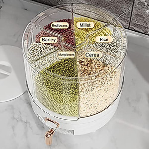 FEMUN,cereal dispenser,cereal containers storage,storage containers,rice dispenser,food containers,cereal dispenser countertop,dispensador de cereales,food dispenser,6 frames,360° rotatable