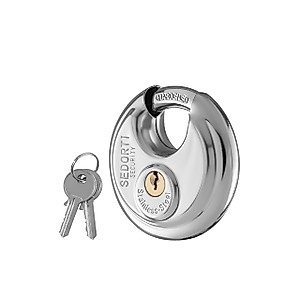SEDORTI 5-Pack Discus Padlocks Keyed Alike, 2-3/4 inch Wide, Stainless Steel 304 Round Lock, Waterproof and Rustproof Storage Lock with Brass Keys, Ideal for Storage Unit Gate, Outdoor, Shed, Fence