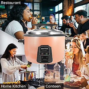 Wantjoin Rice Cooker - 42 Cups (Cooked) with Removable Non-Stick Bowl, 10L/10.56QT Commercial Stainless Rice Cooker with Keep Warm Function for Party, Family, Brown