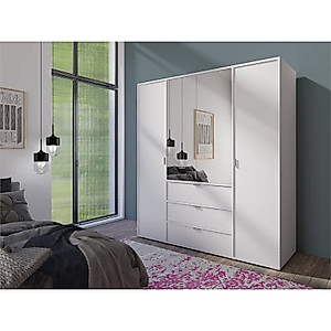 Mod-Arte Shaker 71" Wardrobe Cabinet in White with Glass Door