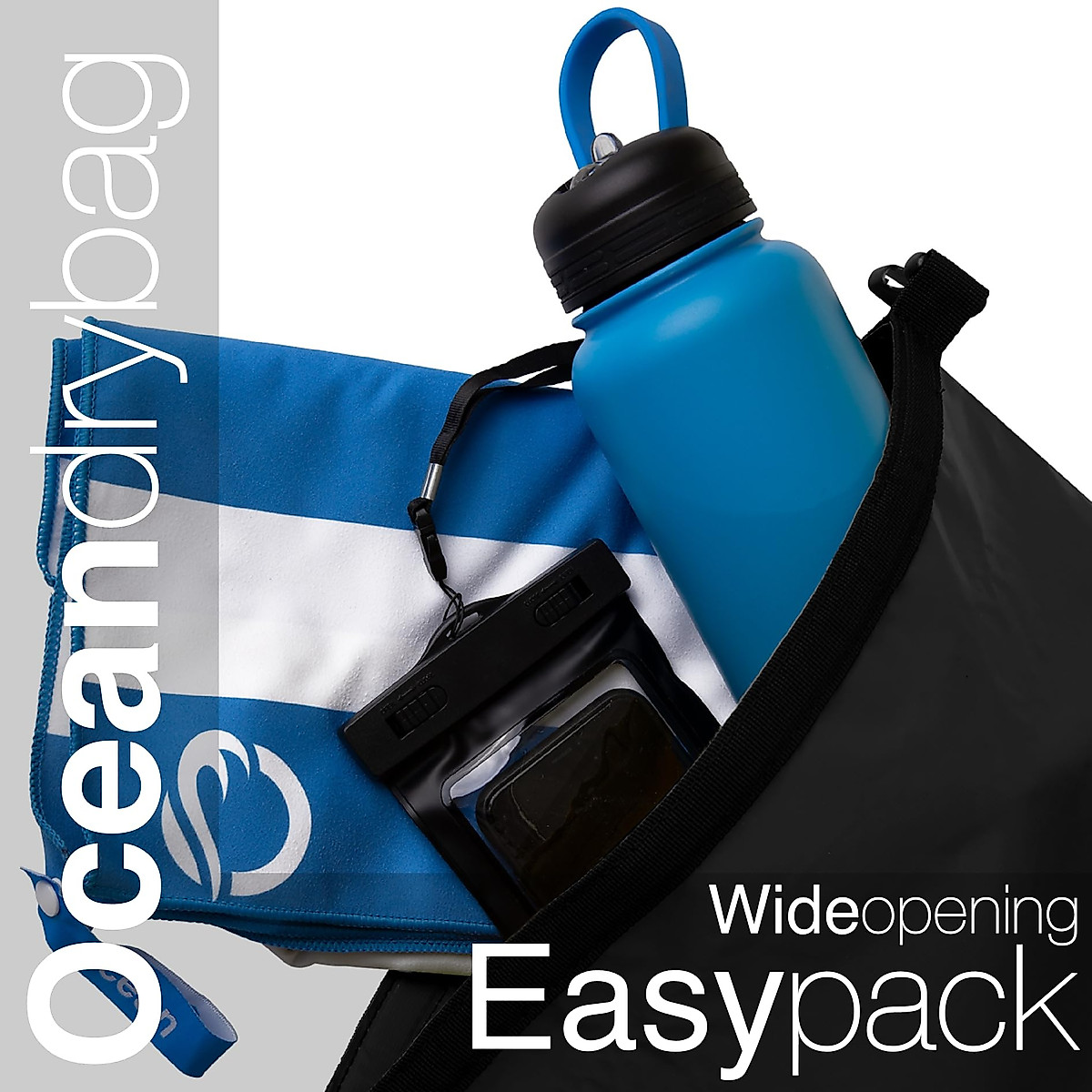 Oceandrybag - Waterproof Dry Bag backpack - Floating Dry Sack Portable for Kayaking, Beach, Rafting, Boating, Hiking, Camping, Fishing with Waterproof Phone Case - Keep Your Gear Clean & Dry