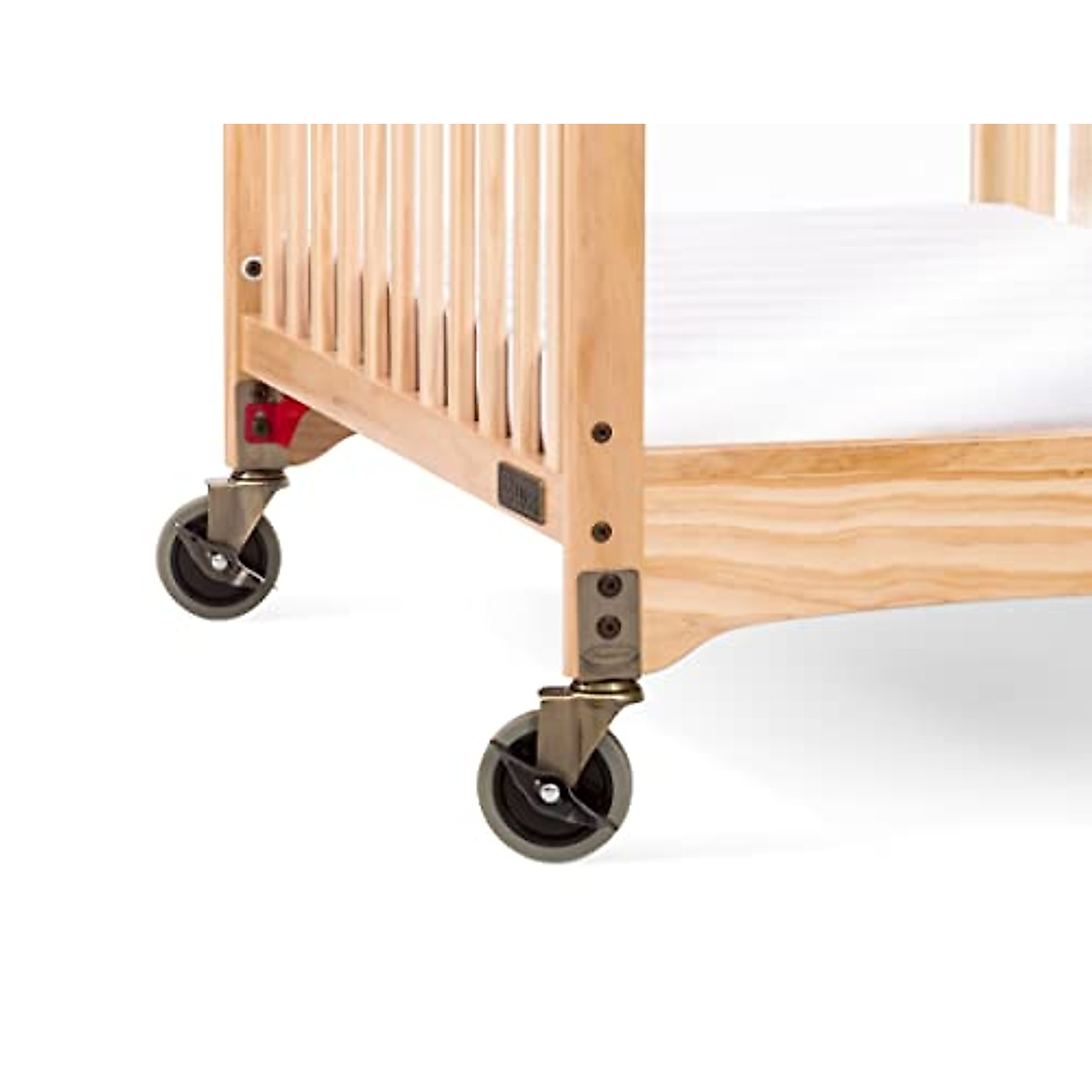 Child Craft Safe Haven Daycare Evacuation Compact Crib with Casters, Natural