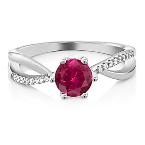 Gem Stone King 925 Sterling Silver Gemstone Birthstone Infinity Ring | Round 6MM | Wedding Engagement Anniversary Promise Ring For Women | Available In Size 5, 6, 7, 8, 9