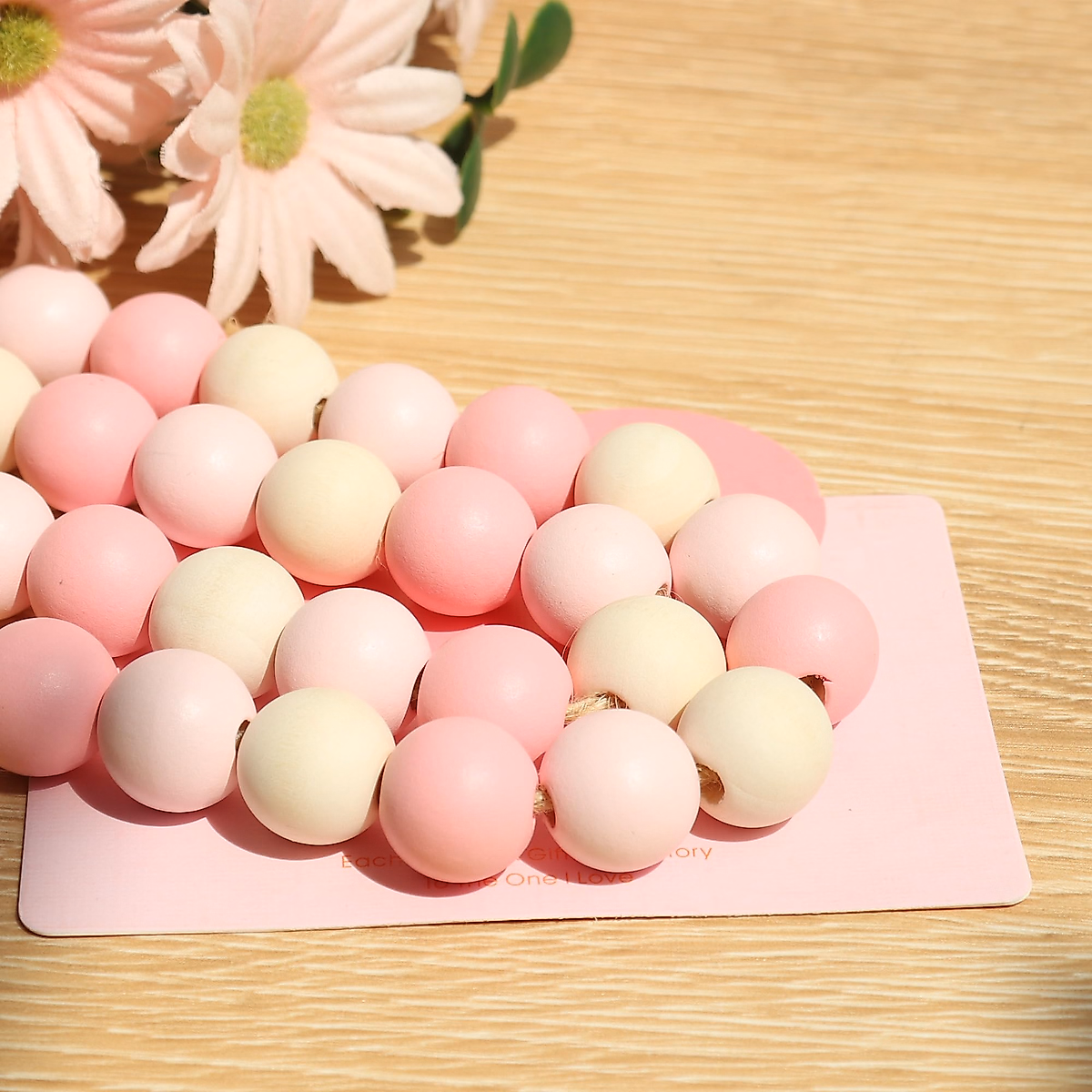 Meplait Wood Bead Garland,39in Farmhouse Beads with Tassels Boho Beads for Tiered Tray Decorative Beads Home Decor