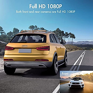 Dual Dash Cam, Aglaia 1080P Front and Rear Dash Camera, Full HD Car Dash Camera, 170° Wide-Angle Lens, WDR, Ultra Clear Night Vision, G-Sensor, Loop Recording, Motion Detection, Supercapacitor