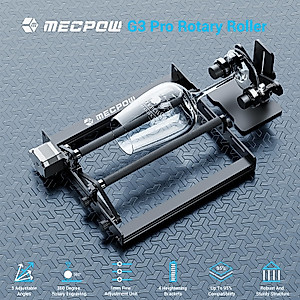 Mecpow G3 Pro Laser Rotary Roller for Engraving Round Objects with Adjustable Y-Bracket, Compatible with Almost All Laser Engraving Machines, Laser Rotary Roller with Height Increase Bracket