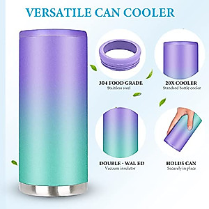 Slim Can Cooler, 12oz Skinny Can Cooler Insulated To Keep Your Drink Cold, Can Holder Sleeve for Slim Beers, Hard Seltzers, Beverages and Soda (Gradient Purple)