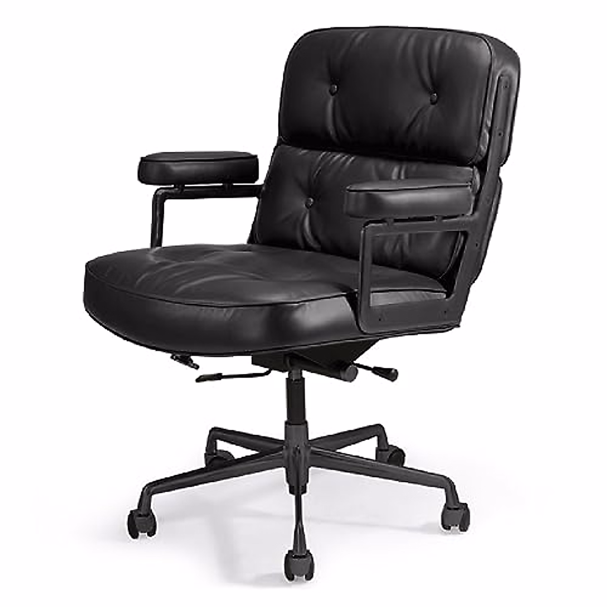 KXDTZ Leather Office ChairLobby Computer ChairHome Office Chair (Color : Black, Size : As Shown)