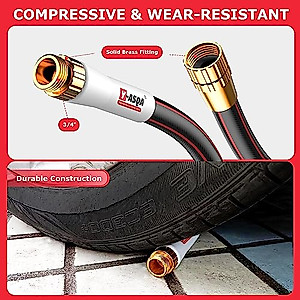 Y-ASQA Heavy Duty Garden Hose 5/8 Inch 100 ft, Premium Contractor Leakproof durable Kink Free Braid Vinyl Black Coiled rubber Garden water Hose