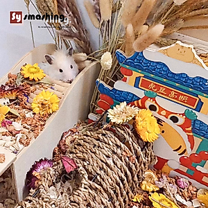 Sysmashing Hamster Bedding, Natural Hamster Bedding, Flowers and Cereals, Enclosure Decoration for House cage Habitat, for Gerbils Mouse Rat Lemming Degus Guinea Pig,Small Animal Bedding Pets