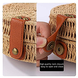 YXCXGO Straw Bag Women Shoulder Bags Summer Woven Rattan Bag Beach Purse Straw Crossbody Bag (Round)