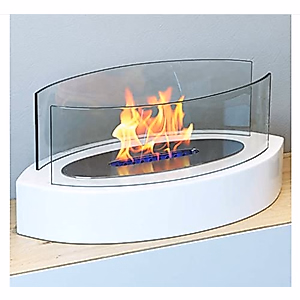Regal Flame Veranda Ventless Indoor Outdoor Fire Pit Tabletop Portable Fire Bowl Pot Bio Ethanol Fireplace - Realistic Clean Burning Like Gel Fireplaces, or Propane Firepits (White)