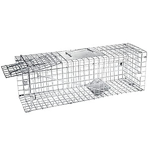 Live Animal Trap Cage Humane Cat Trap Rabbit Trap Humane Mouse Trap Live Traps for Raccoons Small Animal Trap Squirrel Traps Outdoor Groundhog Trap, 24'' Steel Humane Release Rodent Cage