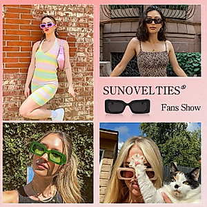 SUNOVELTIES 10 Rectangle Sunglasses for Women Retro 90s Glasses Small Narrow Square Frame Sunnies Eyewear Unisex