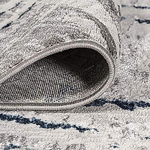 JONATHAN Y SOR201B-5 Slant Modern Abstract Indoor Area-Rug Contemporary Solid Striped Easy-Cleaning Bedroom Kitchen Living Room Non Shedding, 5 ft x 8 ft, Gray/Blue