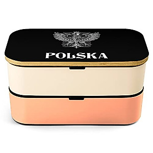 Poland Flag with Polish Eagle Bento Lunch Box Leak-Proof Bento Box Food Containers with 2 Compartments for Offce Work Picnic Yellow-Style