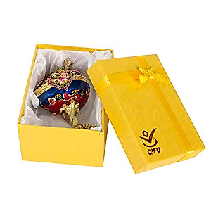 QIFU Hand Painted Enameled Faberge Egg Style Decorative Hinged Jewelry Trinket Box Unique Gift For Home Decor