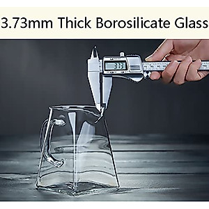 Dadamong Glass Pitcher with Handle, Milk and Cream Pitcher Cup Jug, Heat Resistant Borosilicate Glass Creamer for Coffee Tea or Maple Syrup Serving, Stovetop & Microwave Safe (25oz/ 750ML)