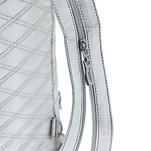 Baggallini Naples Convertible Small Daypack Sling Crossbody, Silver Metallic Quilt