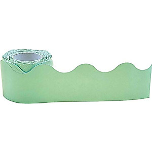 Teacher Created Resources Mint Green Scalloped Rolled Border Trim - 50ft - Decorate Bulletin Boards, Walls, Desks, Windows, Doors, Lockers, Schools, Classrooms, Homeschool & Offices