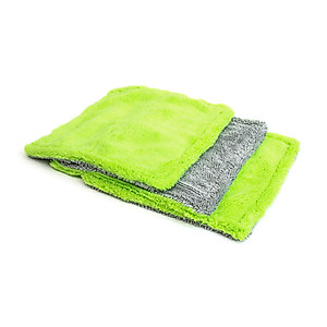 [Amphibian Mini] Dual Side Glass Cleaning Microfiber Towel - One Side Twist, One Side Plush - 8"x8" (Green/Gray)