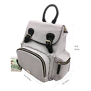 WALLOPTON Diaper Bag Backpack - Multi Function Backpack with Stroller Strap - Stylish Lightweight Large Capacity & Water Resistance - Baby Bag for girls & boys (Grey)