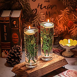 32 Pieces Faux Flowers for Floating Candles, 12 Unscented Floating Candles for Centerpieces, 6 Inch Flower Filler Vase Fillers Filling in Floating Candles for Wedding Dinning Table (Gold)