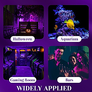 ROCEEI 24 Pack Halloween Black Light Bulbs LED 10W Black E26 Base Black Lights, UVA Level 385-400nm, UV Light Bulb Glow in The Dark for Black Lights Party, Body Paint, Neon Glow, Fluorescent Poster