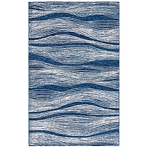 SAFAVIEH Metro Collection Area Rug - 6' x 9', Navy & Ivory, Handmade Wool, Ideal for The Living Room, Dining Room, Bedroom (MET995N-6)