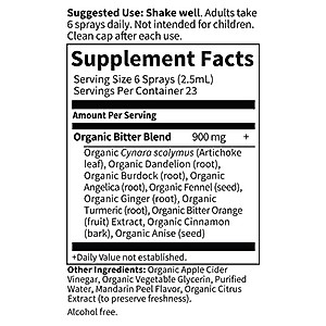 Garden of Life mykind Organics Liver Bitters Detox Spray, Liver Detox Herbal Bitters Artichoke Dandelion Burdock in Apple Cider Vinegar, Liver Cleanse Supplements for Digestive Health, 2 fl oz Liquid