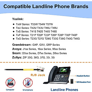 Callez Office Phone Headset with Microphone Noise Cancelling, RJ9 Telephone Headsets Compatible with Yealink VoIP Phone T46S T48S T42S T23G T27G T29G T33G T21P T43U T46U T53W T54W Grandstream Snom