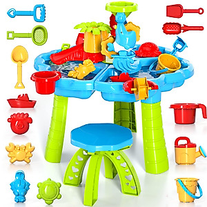 Activity Sand Water Play Table Sensory Beach Toys for Toddlers, Kids Boys Girls Outdoor Backyard 3 in 1, Age 2-5