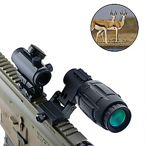 Beileshi 4X Optics Red Dot Sight Magnifier with Flip to Side Mount