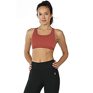 icyzone Women's Workout Yoga Clothes Activewear Racerback Strappy Sports Bras (XL, Copper Brown)